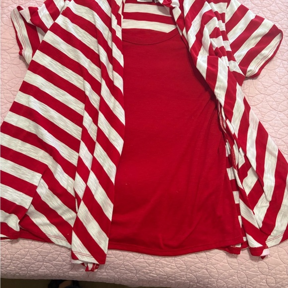 Kim Rogers | Tops | Kim Rogers Red And White Striped Top | Poshmark